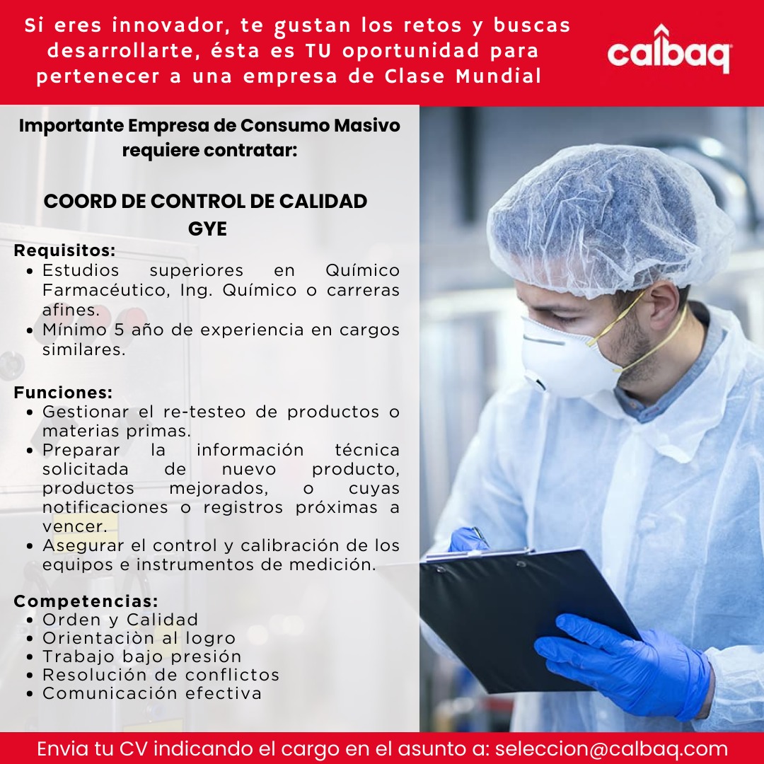 ¡Oportunidades de Empleo en CALBAQ S.A.!